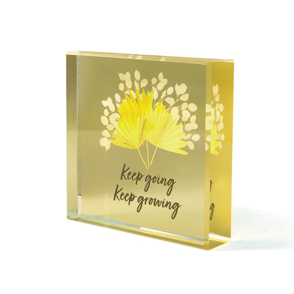 Positivity Glass Block: Keep Growing – Motivational Gifts