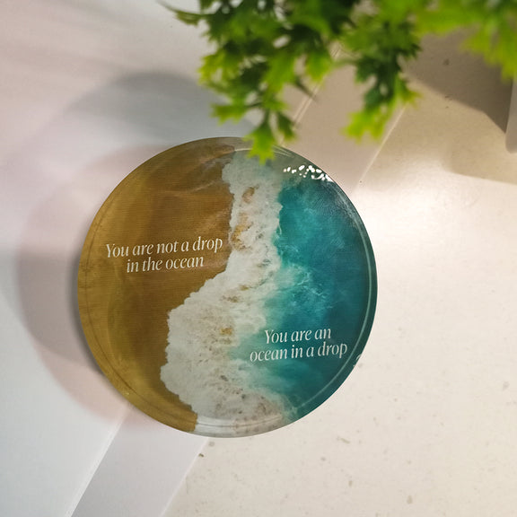 Zen Round Glass Block: Ocean – Motivational Gifts