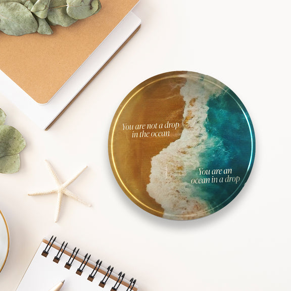 Zen Round Glass Block: Ocean – Motivational Gifts