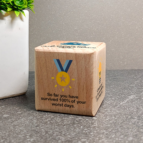 Productivity Wooden Cube : Time – Motivational Gifts